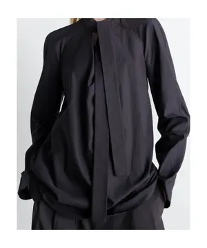 LEMAIRE Ascot Collar Relaxed Shirt - Squid Ink