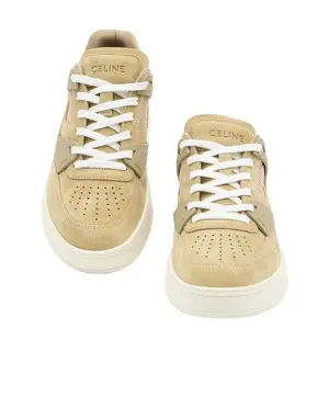 Celine Trainer Ct-09 Suede Calfskin And Mesh Sneakers - Nude