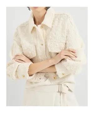 Brunello Cucinelli Fuzzy Dyed Denim Shirt Jacket - Light-colored