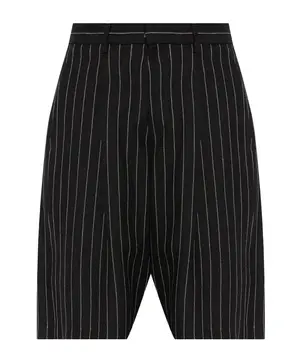 R13 Pinstriped Bermuda Shorts With Belt Loops And Pockets - Black And White Stripes