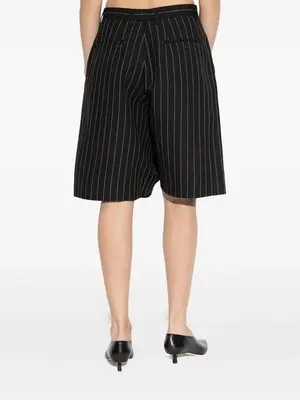 R13 Pinstriped Bermuda Shorts With Belt Loops And Pockets - Black And White Stripes