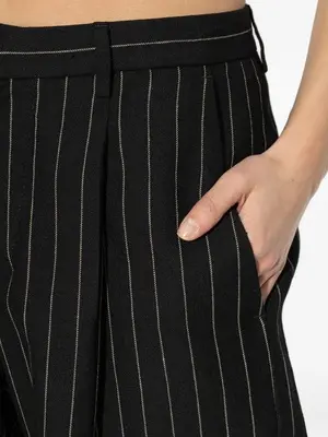 R13 Pinstriped Bermuda Shorts With Belt Loops And Pockets - Black And White Stripes