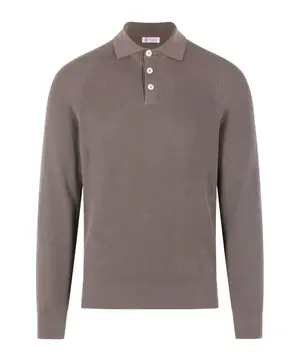 Brunello Cucinelli Long Sleeve Knitted Polo Jumper