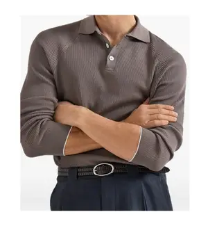 Brunello Cucinelli Long Sleeve Knitted Polo Jumper