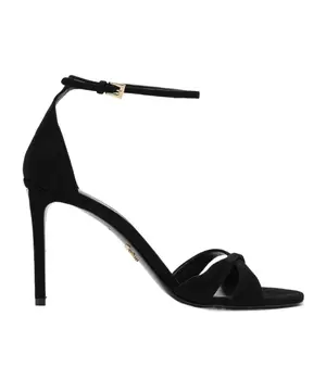 Prada Round Toe Stiletto High Heeled Sandals - Black