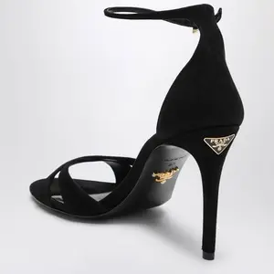 Prada Round Toe Stiletto High Heeled Sandals - Black