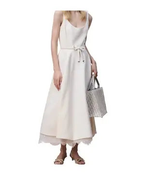 Dior Belted Lace-hem Dress