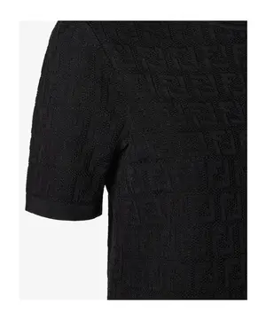 Fendi Ff Jacquard Short Sleeved Jumper - Black
