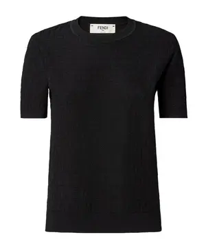 Fendi Ff Jacquard Short Sleeved Jumper - Black