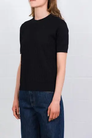 Fendi Ff Jacquard Short Sleeved Jumper - Black