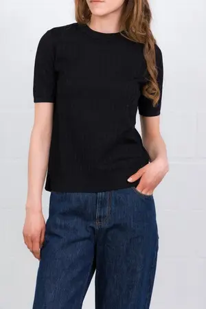Fendi Ff Jacquard Short Sleeved Jumper - Black