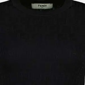 Fendi Ff Jacquard Short Sleeved Jumper - Black