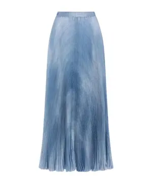 Ermanno Scervino Pleated Maxi Skirt With Denim Print