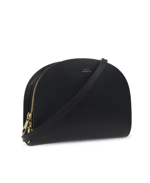 A.p.c. Demi Lune Leather Shoulder Bag - Black
