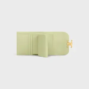 Celine Small Flap Wallet Triomphe In Shiny Calfskin - Soft Lime