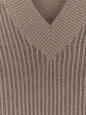 Brunello Cucinelli Ribbed Knit V-neck Sweater - Walnut