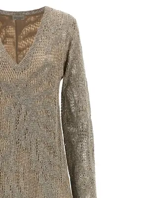 Brunello Cucinelli Long Sleeve Sequin-embellishment Knitted Dress