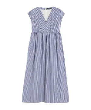 Max Mara Striped V-neck Maxi Dress - Blue