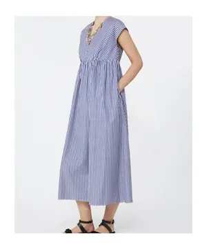 Max Mara Striped V-neck Maxi Dress