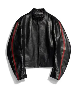 Gucci Striped Detail Motorcycle Leather Jacket