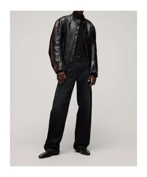 Gucci Striped Detail Motorcycle Leather Jacket