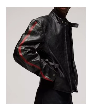 Gucci Striped Detail Motorcycle Leather Jacket