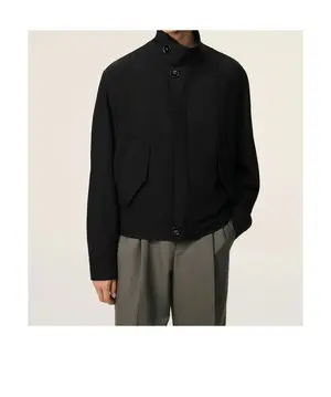 AMI Paris Harrington Jacket With Horn Button Details - Black