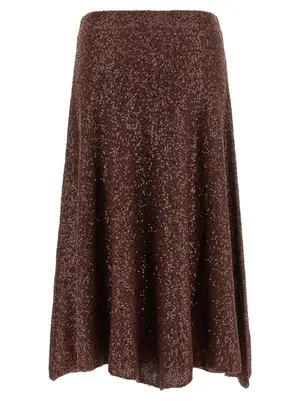 Brunello Cucinelli Sequined Midi Skirt - Red