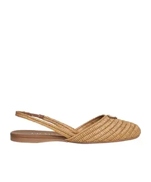 Prada Raffia Slingback Ballet Flats