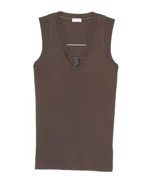 Brunello Cucinelli Embellished V-neck Sleeveless Top