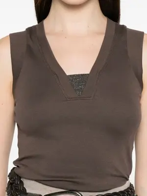 Brunello Cucinelli Embellished V-neck Sleeveless Top