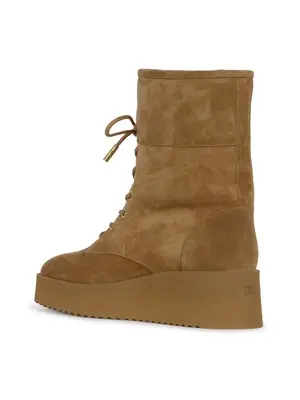 Celine Austin Lace-up Boots In Suede Calfskin And Shearling