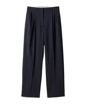 Miu Miu Wide-leg Wool Trousers With Embroidered Logo
