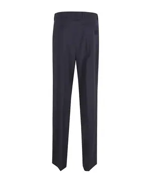 Miu Miu Wide-leg Wool Trousers With Embroidered Logo