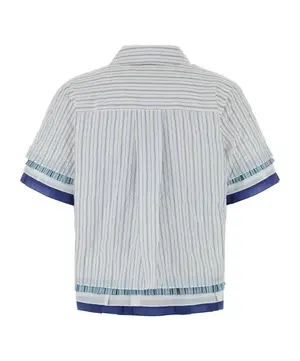 Loewe Striped Short-sleeve Shirt With Double L Embroidery