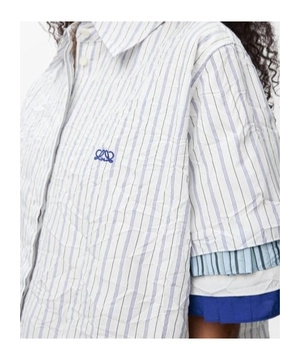 Loewe Striped Short-sleeve Shirt With Double L Embroidery