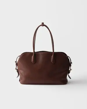 Prada Large Leather Tote Bag - Cocoa