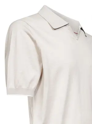 Brunello Cucinelli Short Sleeved Ribbed Polo Shirt
