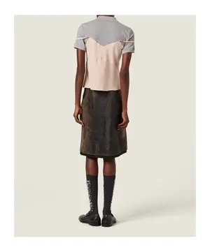 Miu Miu Marocain Crepe Top - Peach/grey