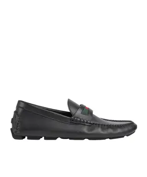 Gucci Web Detailed Slip-on Drivers - Black