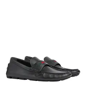 Gucci Web Detailed Slip-on Drivers - Black