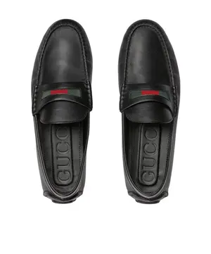 Gucci Web Detailed Slip-on Drivers - Black