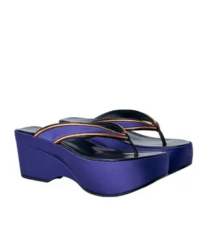 Dries Van Noten Satin Platform Thong Sandals