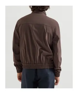 Brunello Cucinelli Zip-up Bomber Jacket With Stand Collar - Brown