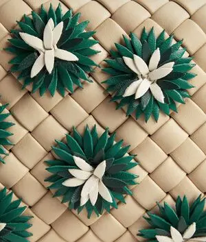 Bottega Veneta Intreccio Woven Clutch With Floral Embellishments - Nude