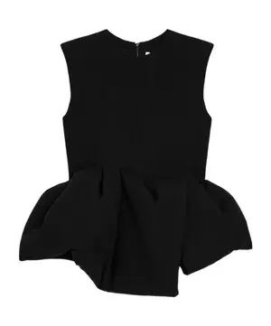 Celine Peplum Top In Wool Silk - Black