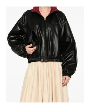 Balenciaga Reversible Zip-up Leather Jacket With Checked Wool Lining - Black