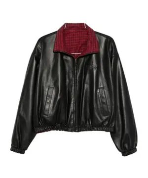 Balenciaga Reversible Zip-up Leather Jacket With Checked Wool Lining