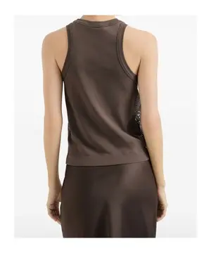 Brunello Cucinelli Embellished Crewneck Sleeveless Top - Brown