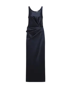 Fendi Gathered Strapless Satin Dress
